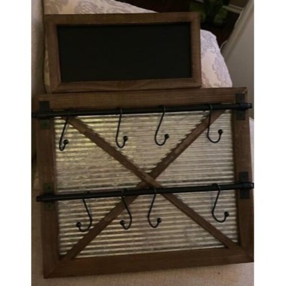 Wall Decor | New Rustic Farmhouse Mug Rack Wall Mounted With Blackboard ...